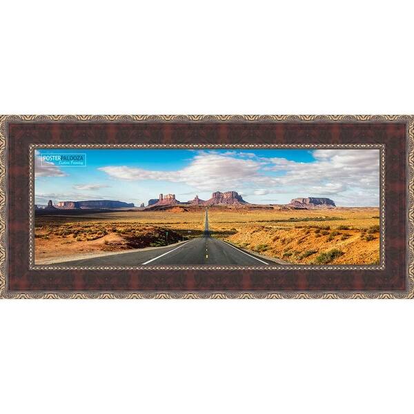 40x14 Traditional Cherry Complete Wood Panoramic Frame with UV Acrylic ...