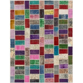 ECARPETGALLERY Hand-knotted Color Transition Patchwork Red Wool Rug - 5 ...