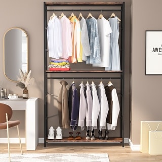 Free-standing Closet Organizer Double Rod Closet Organizer Clothes ...