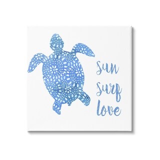 Stupell Patterned Blue Sea Turtle Beach Phrase Calligraphy Canvas Wall ...