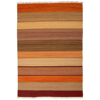 ECARPETGALLERY Flat-Weave Boho Multi Color Wool Kilim - 5'6 x 7'9 - Bed ...