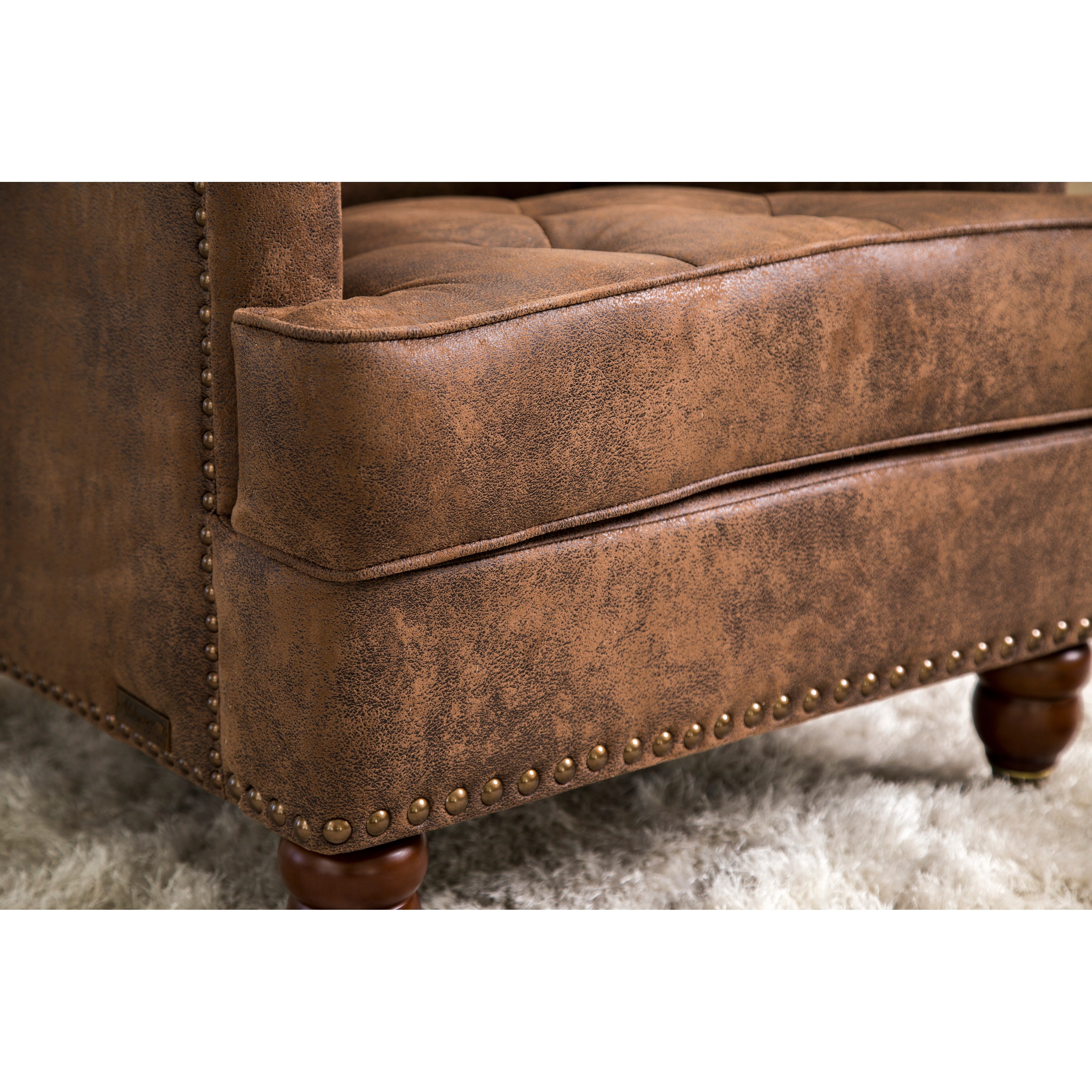 Abbyson tafton antique brown fabric club chair store
