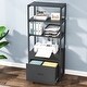 Wood 4-Tier File Cabinet with 2 Drawers and Storage Shelf for Home ...