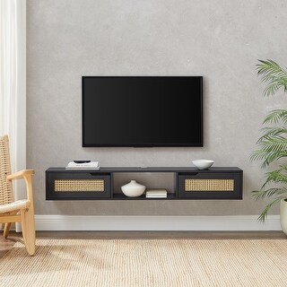 Middlebrook Scandi Faux Rattan-Door Floating TV Stand - Bed Bath ...