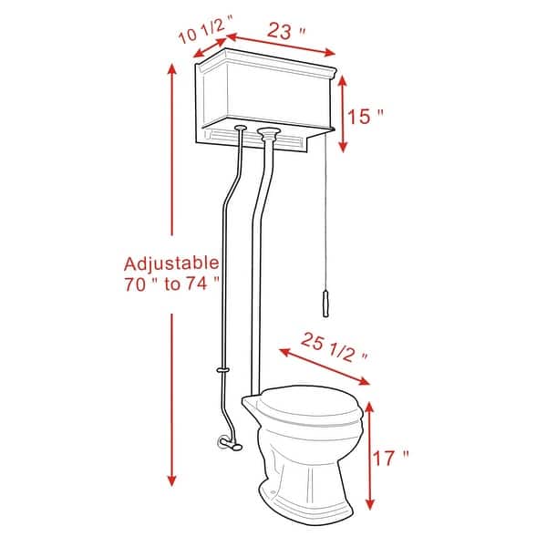 Dark Oak Finish High Tank Pull Chain Toilet Wooden Flat Tank Round ...