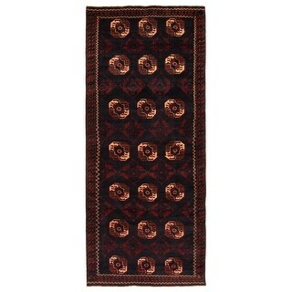 ECARPETGALLERY Hand-knotted Royal Baluch Black Wool Rug - 3'11 x 9'7 ...