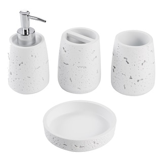 Kralix 4pc Cork Resin Paint Coated Bathroom Accessory Set White - Bed ...
