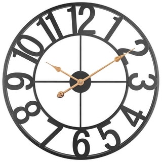 24 Inch Metal Clock, Large Cut-Out Farmhouse Decorative Wall Clock ...