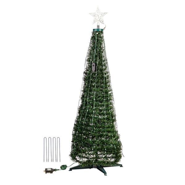 47 in. Green Indoor/Outdoor Foldable Christmas tree with RGB Lights ...
