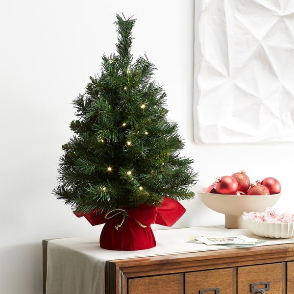 24-inch Majestic Fir Tree with Battery Operated Warm White LED Lights ...