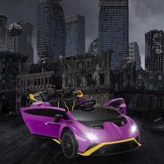 Purple Remote Control Electric Vehicle Ride on Car, Lamborghini 12V ...