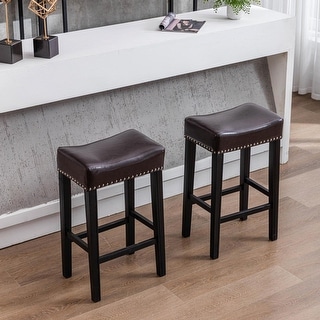 Farmhouse Kitchen Counter Stools - 29" Height | Backless Faux Leather ...