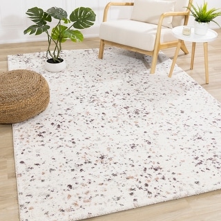 Soft Collection - Cream/Pink/Grey Speckled Rug - Bed Bath & Beyond ...