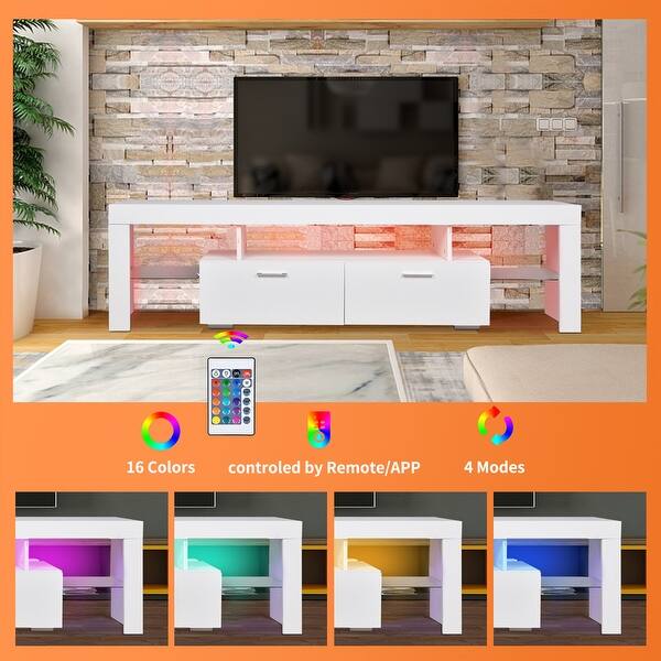 LED TV Stand Modern TV Stand with Storage Entertainment Center With ...