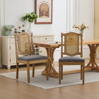 Full Solid Wood Rattan-Back Dining Chair for Rustic and Natural Style ...