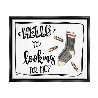 Stupell Hello Looking For Me Missing Sock Laundry Framed Floater Canvas ...