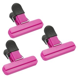 3pcs Plastic Storage Clips 3" Wide Blue Small Clamp for Bag Paper File ...