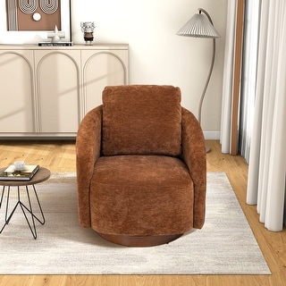 Swivel Armchair Comfy Barrel Chair Club Single Sofa Chair, Caramel ...