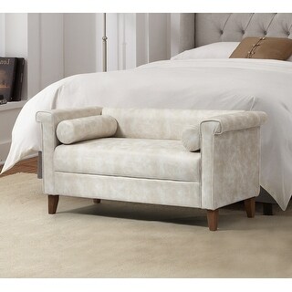 Sandra Upholstered Bench with Round Pillows - Bed Bath & Beyond - 36786509