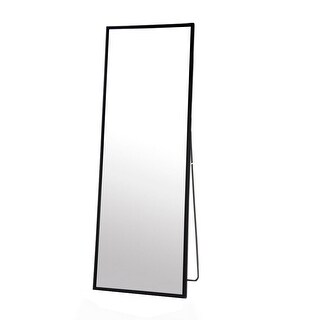 59 in. x 19.7 in. Metal Framed Black Standing Mirror - Bed Bath ...