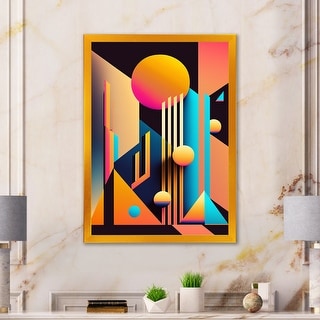 Designart "Graphic Retro Compositions III" Modern Geometric Framed Art ...