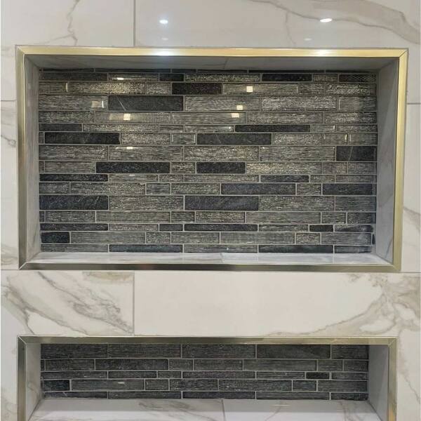 The Tile Life Cosmos Brick 1-in x 3-in Silver Glass Mosaic Wall Tile ...