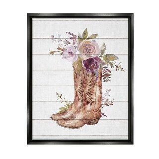 Stupell Country Cowboy Boots Flower Bouquet Floating Framed Canvas Wall ...