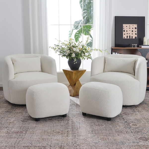 KINWELL 34 Wide Boucle Fabric Upholstered Swivel Armchair Set of 2 On Sale Bed Bath Beyond 37475962