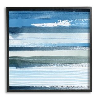 Stupell Vivid Blue Striped Landscape Abstract Ocean View Framed Wall ...