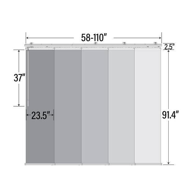 InStyleDesign Opal 5-Panel Single Rail Panel Track Extendable 58"-110"W ...
