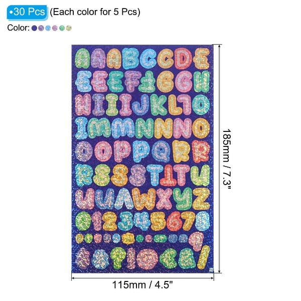 Alphabet Letters Numbers Stickers, Self Adhesive Laser Decal, Colorful ...