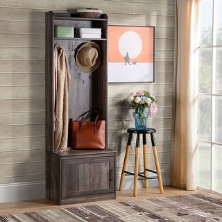 HOMCOM Rustic Hall Tree with Shoe Storage Bench, Entryway Bench with ...
