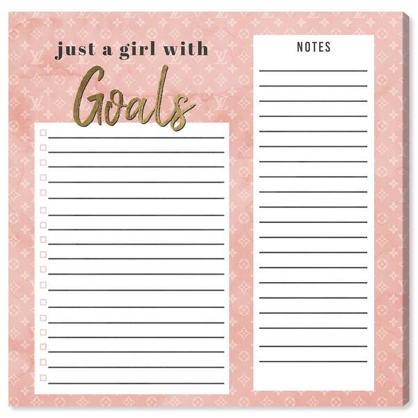 Oliver Gal 'Girl With Goals List' Pink Wall Art Canvas Print - Bed Bath ...