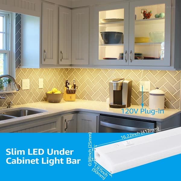LED Under Cabinet Task Lighting, 8W, 16 Inch, 3000K Warm White - 4PACK ...
