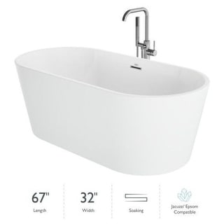 Jacuzzi Celeste 67" Free Standing Acrylic Soaking Tub with Center - Bed ...