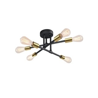 Defong 6-Lights Sputnik Semi Flush Mount Ceiling Light Fixture - Black ...