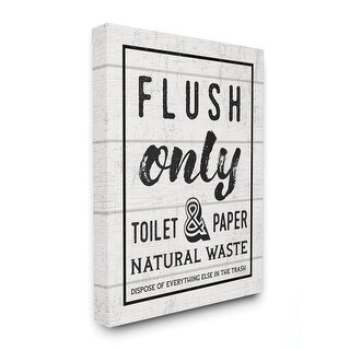 Stupell Flush Only Bathroom Sign Family Home Word Design Canvas Wall ...
