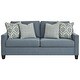 Fabric Upholstered Sofa with Track Arms and Tapered Block Feet, Blue ...