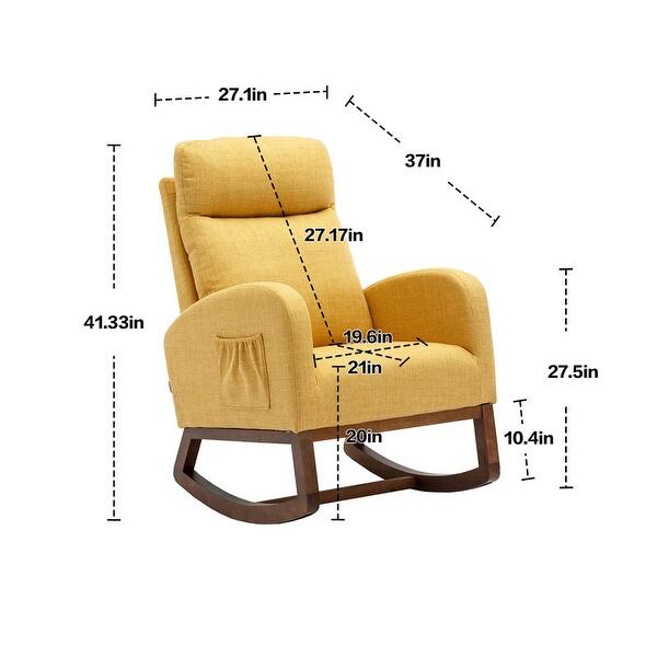 Modern Rocking Arm Chair with Side Pocket, Yellow - Bed Bath & Beyond ...