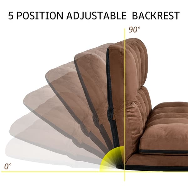 Suede Double Chaise Lounge Sofa Floor Couch and Adjustable Back Sofa ...