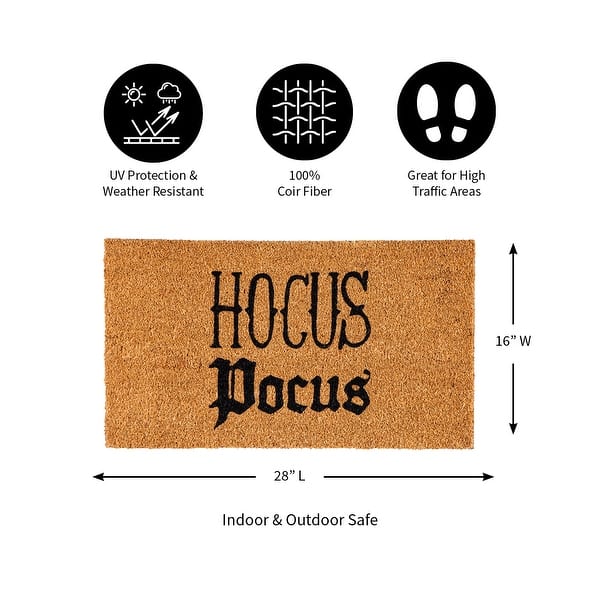 16 in. x 28 in. Coir Halloween Greeting "Hocus Pocus" Door Mat - Bed ...