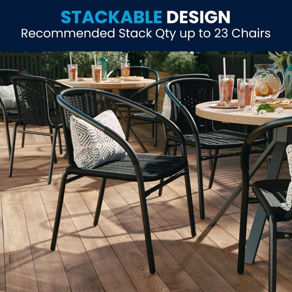 2 Pack Rattan Indoor Outdoor Restaurant Stack Chair