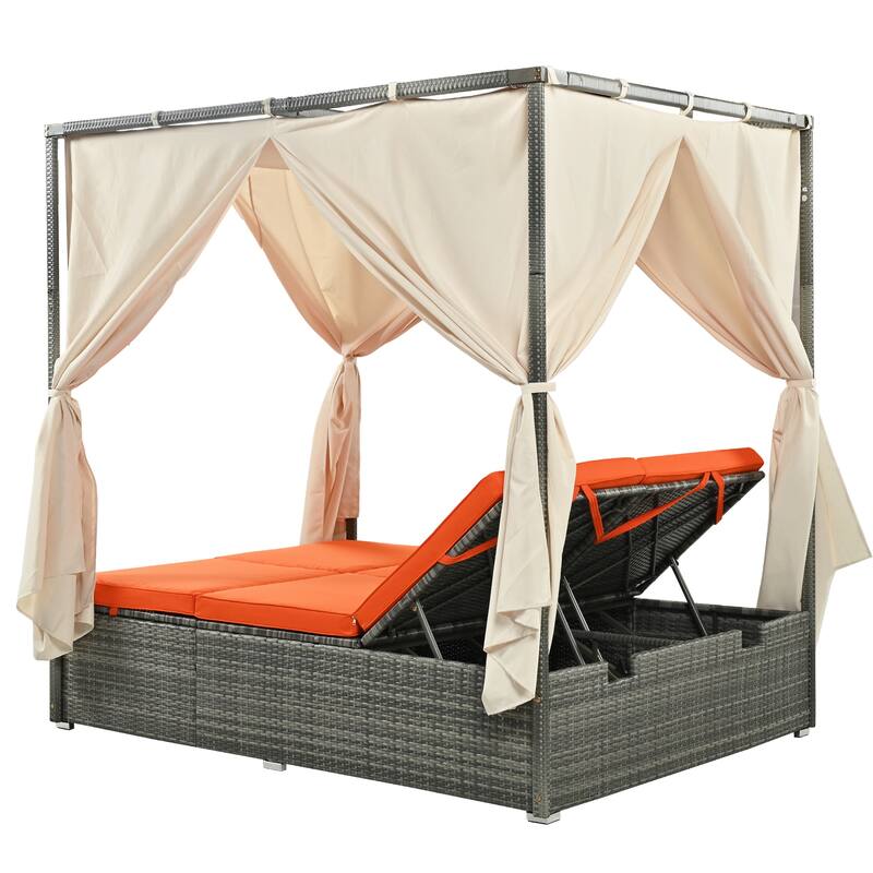 Adjustable Sun Bed With Curtain,High Comfort，With 3 Colors - Overstock ...