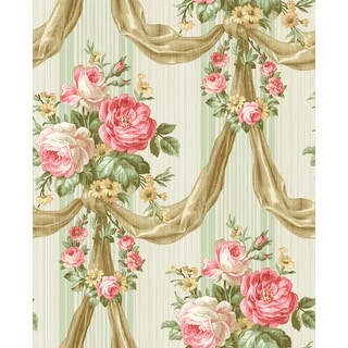 Seabrook Designs Velma Blooming Draped Bouquet Unpasted Wallpaper - On ...