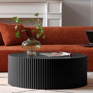 Modern Glam 36 inches Handcraft Relief Side End Round Coffee Table for ...