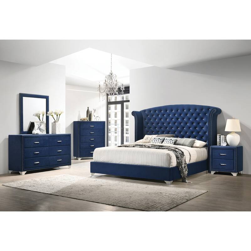 Chantel Wingback Upholstered Panel Bed - Overstock - 32117004