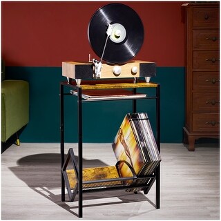 Side Table Small End Table Record Player Stand with Storage Tall ...