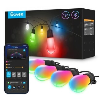 Outdoor String Lights H7021, RGBIC 96ft (2x48ft), LED Bulbs, WiFi, Work ...