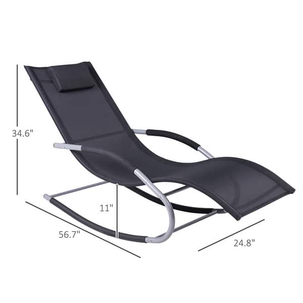 Black Rocking Chair Zero Gravity Chaise Lounge Snake-shape Recliner ...