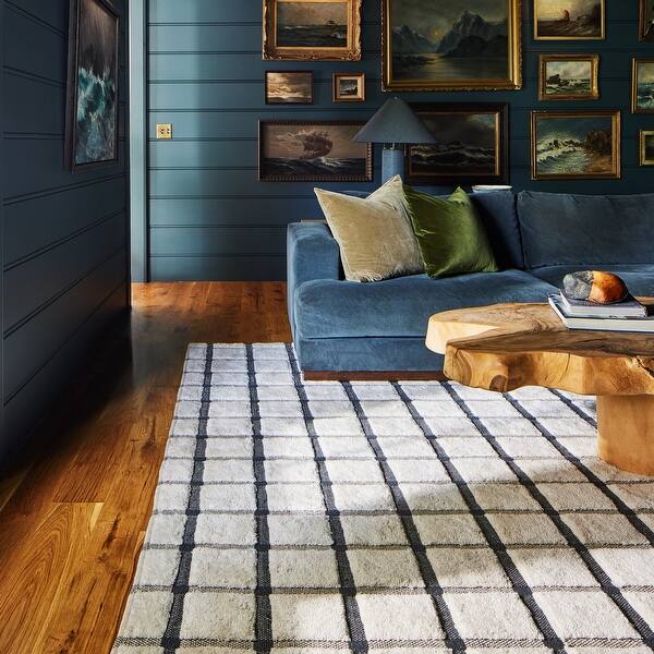 Rowena Checked Wool Area Rug - Bed Bath & Beyond - 40242238